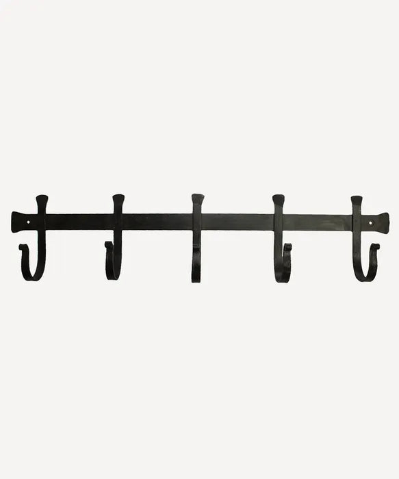 French Country Chunky Iron 5 Hook Rail Black | Shop at Morris et al